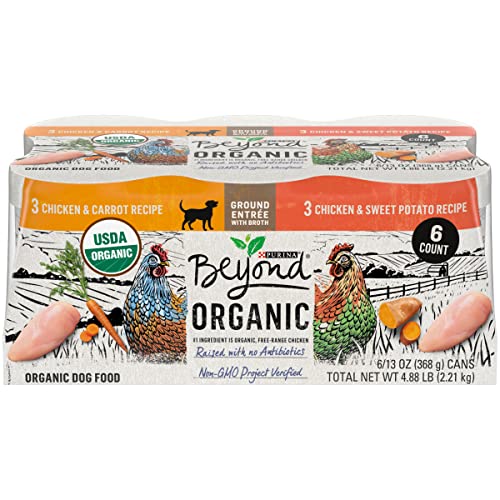 Purina Beyond Natural, Pate, High Protein Wet Dog Food Variety Pack, Organic Chicken Recipes - (2 Packs of 6) 13 Oz. Cans