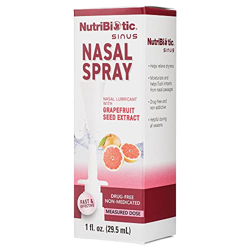 NutriBiotic Nasal Spray 1 Fl Oz | Nasal Lubricant with Grapefruit Seed Extract & Sodium Chloride | Help Flush Irritants from Nasal Passages | Convenient Measured Dose Pump | Drug-Free & Non-Medicated