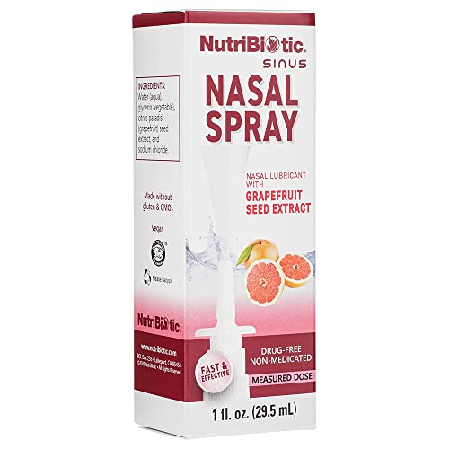 NutriBiotic Nasal Spray 1 Fl Oz | Nasal Lubricant with Grapefruit Seed Extract & Sodium Chloride | Help Flush Irritants from Nasal Passages | Convenient Measured Dose Pump | Drug-Free & Non-Medicated