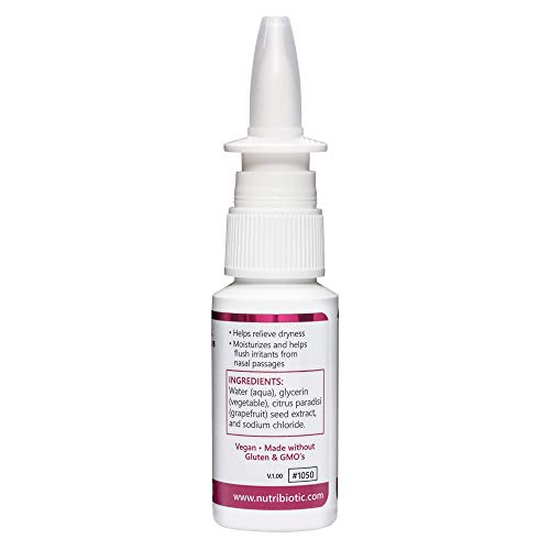NutriBiotic Nasal Spray 1 Fl Oz | Nasal Lubricant with Grapefruit Seed Extract & Sodium Chloride | Help Flush Irritants from Nasal Passages | Convenient Measured Dose Pump | Drug-Free & Non-Medicated