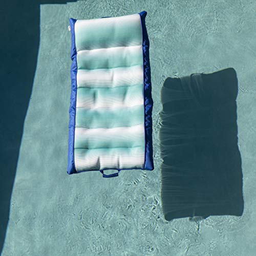 Big Joe Kona No Inflation Needed Pool Lounger with Headrest, Fade Aqua Double Sided Mesh, 5.5ft Big