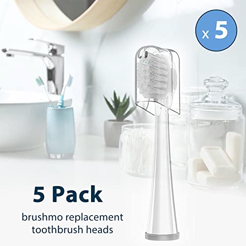 5 Count Replacement Flossing Toothbrush Heads for SF-01 / SF-02 / SF-03 / SF-04 - Compact - with Crystal Cap - White