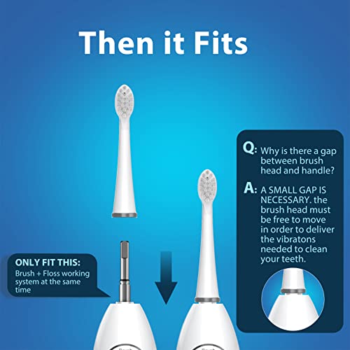 5 Count Replacement Flossing Toothbrush Heads for SF-01 / SF-02 / SF-03 / SF-04 - Compact - with Crystal Cap - White