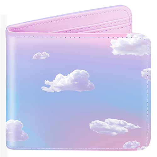 Girls Cute Kawaii Wallet Cloud Aesthetic Women Womens Cool Funny Leather Credit Id Card Cash Holder Woman Rfid Blocking Zipper Wallets With Coin Pocket Id Window Female Bifold Little Girl