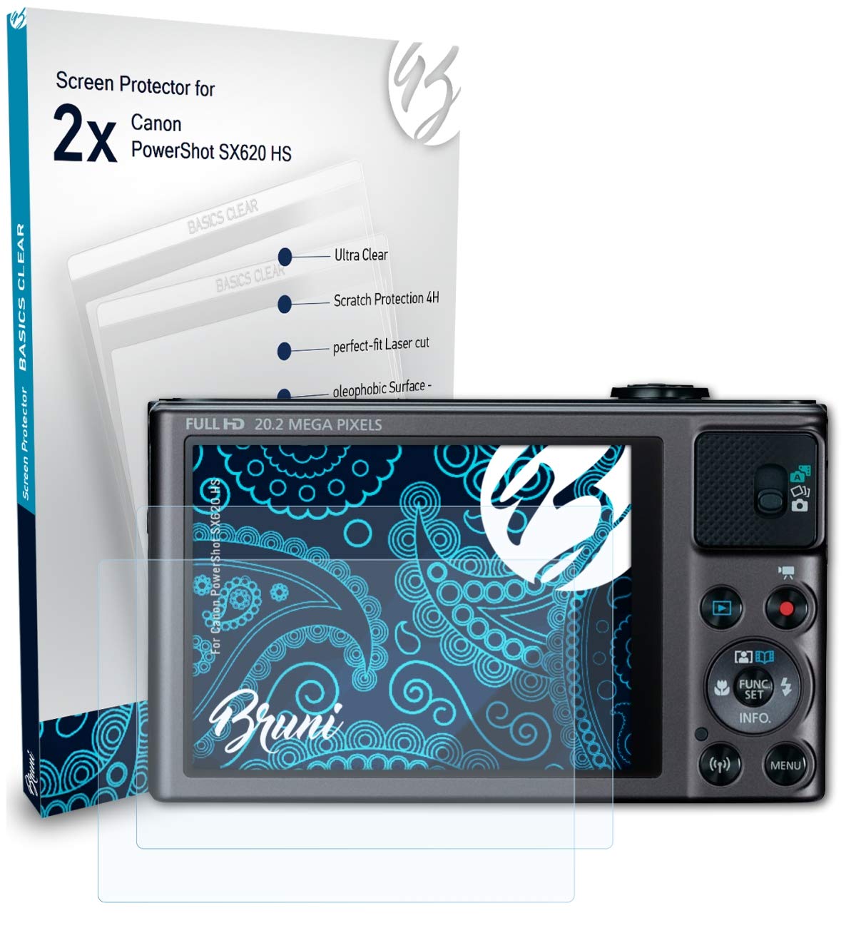Bruni Screen Protector compatible with Canon PowerShot SX620 HS Protector Film, crystal clear Protective Film (2X)