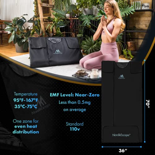 NordikEscape Infrared Sauna Blanket Zero EMF (70"x36") - Far Infrared Blanket Sauna for Detox and Relaxation - infared Sauna Blanket - Infrared Sauna Bag - Sauna Manta - Portable Home Sauna
