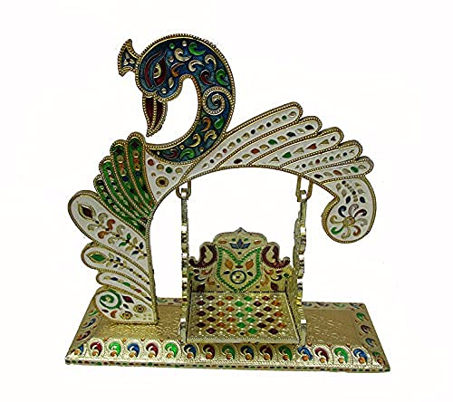 Janmashtami Gift Laddu Gopal Ji Jhula Peacock Swing Jhula Fastest Delivery Service Available on Demand (4-7 Days for Customization Whatsapp +917419240007