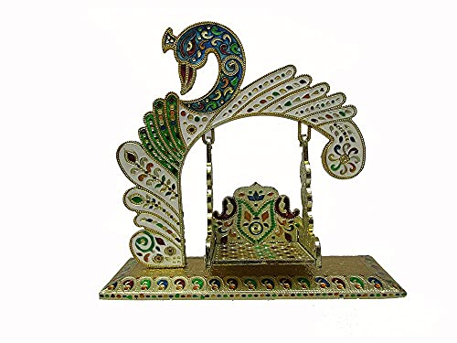 Janmashtami Gift Laddu Gopal Ji Jhula Peacock Swing Jhula Fastest Delivery Service Available on Demand (4-7 Days for Customization Whatsapp +917419240007