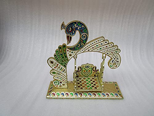 Janmashtami Gift Laddu Gopal Ji Jhula Peacock Swing Jhula Fastest Delivery Service Available on Demand (4-7 Days for Customization Whatsapp +917419240007