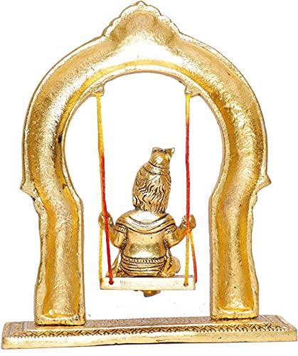 Laddu Gopal Swing Jhula/Krishna Jhula palna for Temple/Pooja Room, Decor Your Home,Office & Gift Your Relatives On Wedding,Anniversaries,Birthday.(22.5 cm)Gold