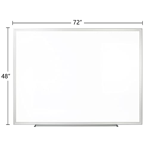 Office Depot® Brand Non-Magnetic Melamine Dry-Erase Whiteboard With Marker, 48" x 72", Aluminum Frame With Silver Finish