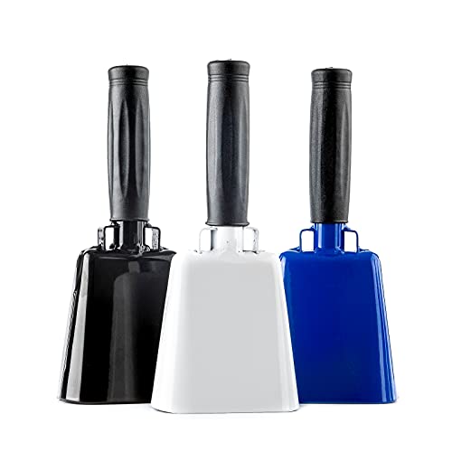 Steel Cow Bell with Handle Cowbells,Cheering Bell and Loud Noise Makers Hand Bells for Sporting Events,Football Games,School Bell,Farm Hand Chimes Percussion Musical Instruments (8 inch Black)