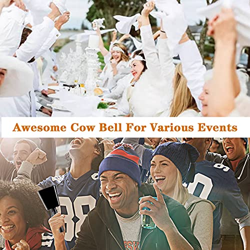 Steel Cow Bell with Handle Cowbells,Cheering Bell and Loud Noise Makers Hand Bells for Sporting Events,Football Games,School Bell,Farm Hand Chimes Percussion Musical Instruments (8 inch Black)