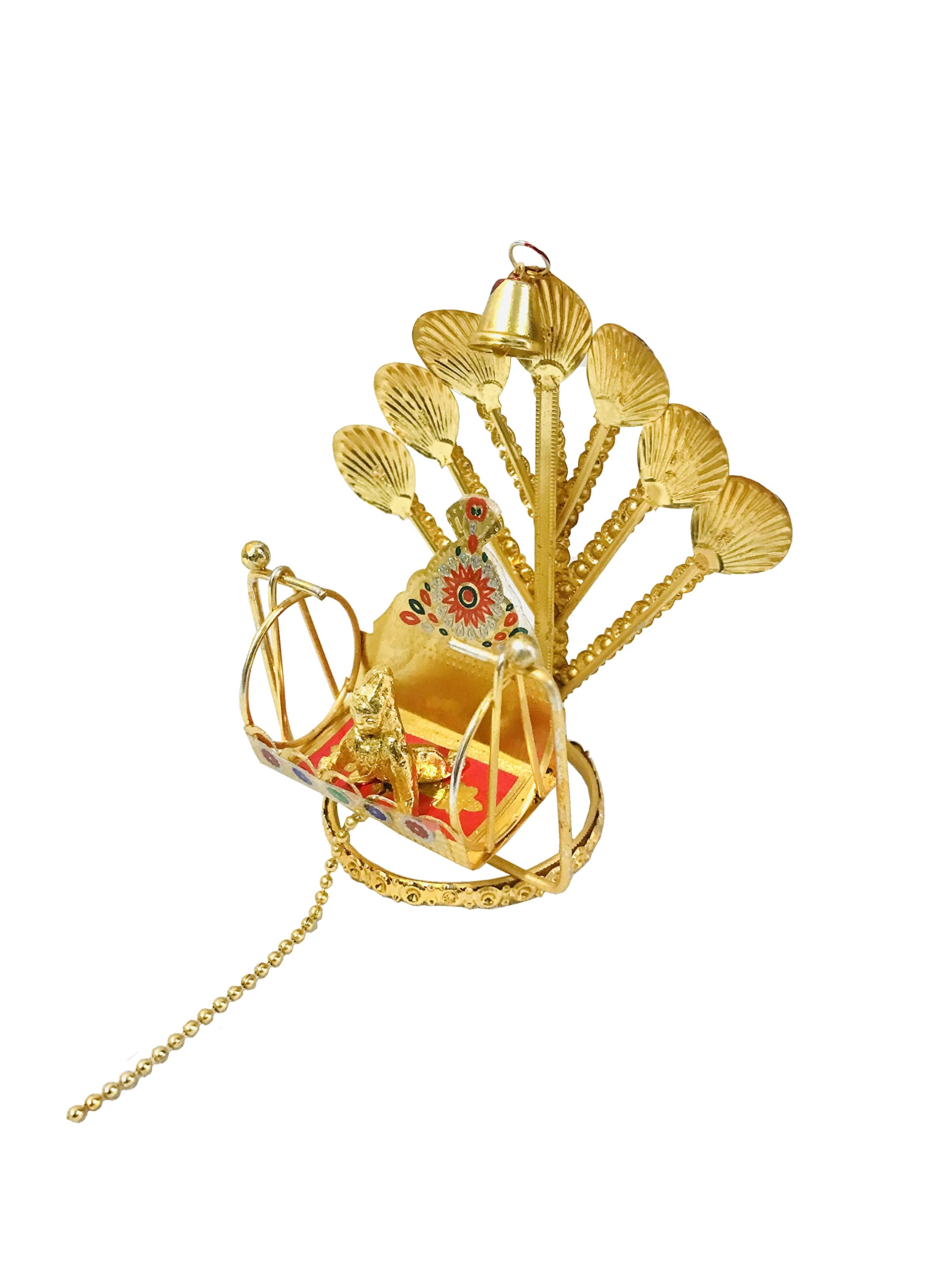 Gavya International Ladoo Gopal Sheshnag Jhula or Bal Gopal Lord Krishna jhula Swing for Home Temple mandir or car Dashboard showpiece - (3.5 X 3.5) inch