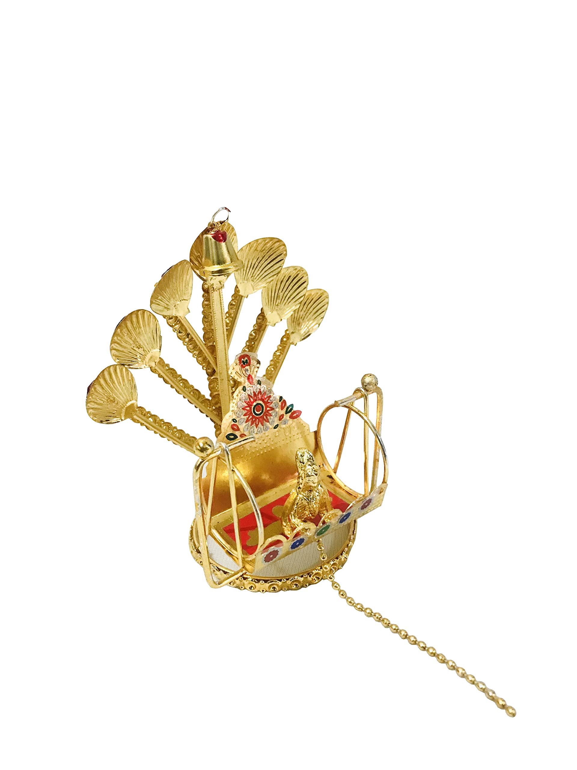 Gavya International Ladoo Gopal Sheshnag Jhula or Bal Gopal Lord Krishna jhula Swing for Home Temple mandir or car Dashboard showpiece - (3.5 X 3.5) inch