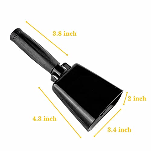 Steel Cow Bell with Handle Cowbells,Cheering Bell and Loud Noise Makers Hand Bells for Sporting Events,Football Games,School Bell,Farm Hand Chimes Percussion Musical Instruments (8 inch Black)