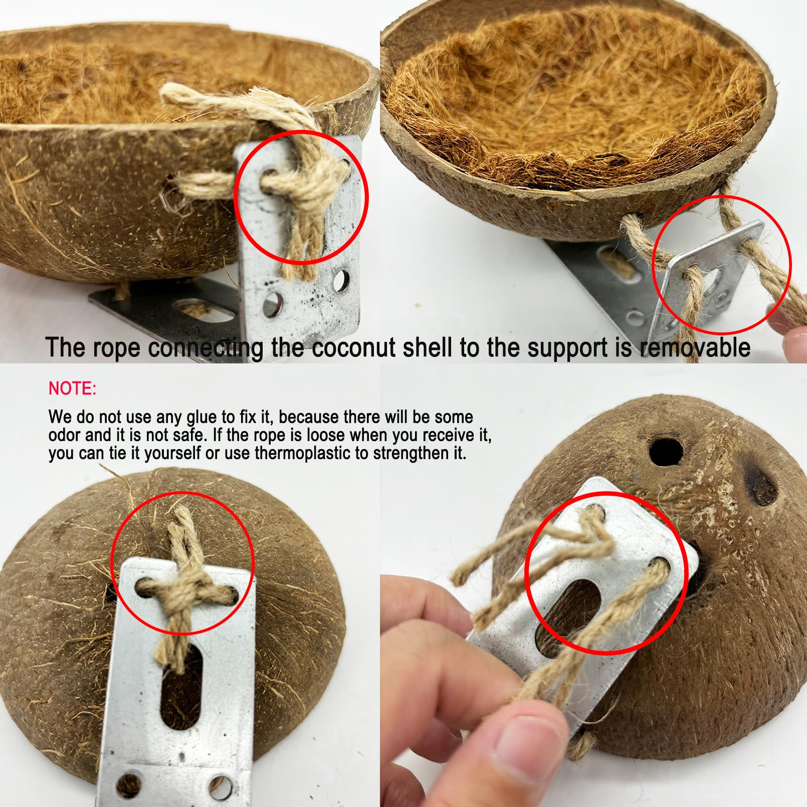 Tfwadmx Bird Nests Natural Coconut Shell Parrot Breeding Hatching Nesting Box Cage Hatch House Hut Cave for Small or Medium Finch Parakeet Accessories Toys β(2 Pcs)