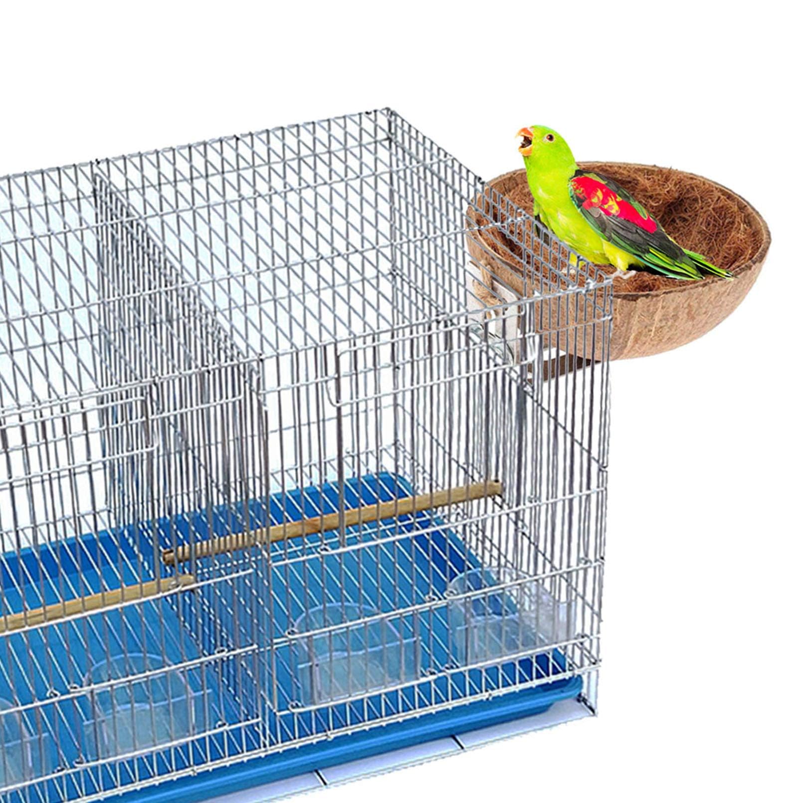 Tfwadmx Bird Nests Natural Coconut Shell Parrot Breeding Hatching Nesting Box Cage Hatch House Hut Cave for Small or Medium Finch Parakeet Accessories Toys β(2 Pcs)