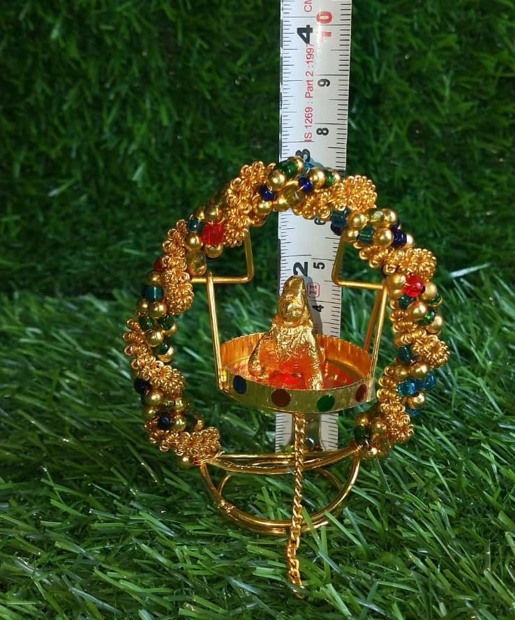 Bricker Metal Decorative Small Jhula with Mini Laddu Gopal Showpiece for Temple, Home-Office Decor & Car Dashboard (Small_3 inch)