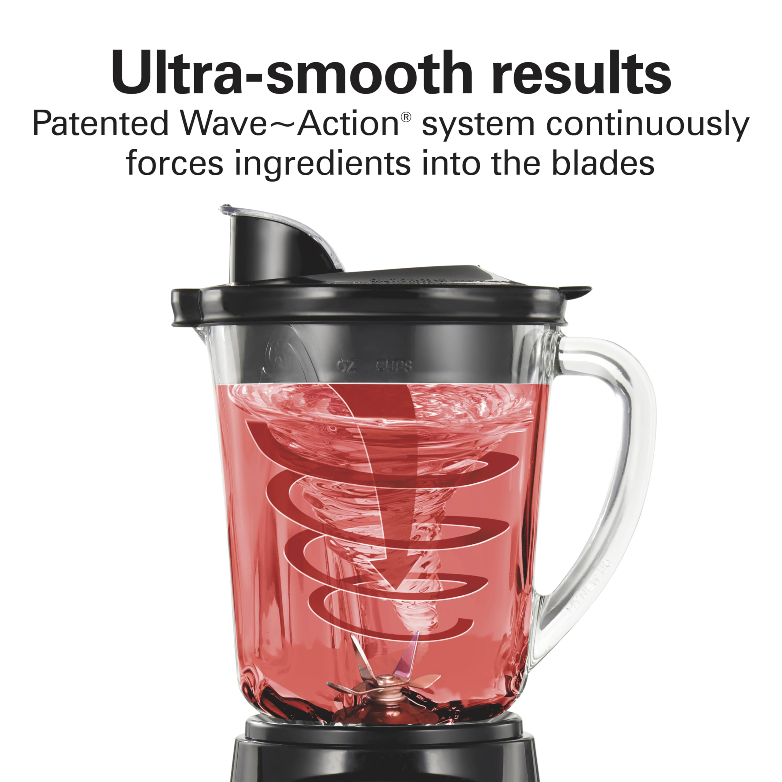 Hamilton Beach Power Elite Wave Action Blender-for Shakes and Smoothies, Puree, Crush Ice, 40 Oz Glass Jar, 12 Functions, Stainless Steel Ice Sabre-Blades, Black (58148A)