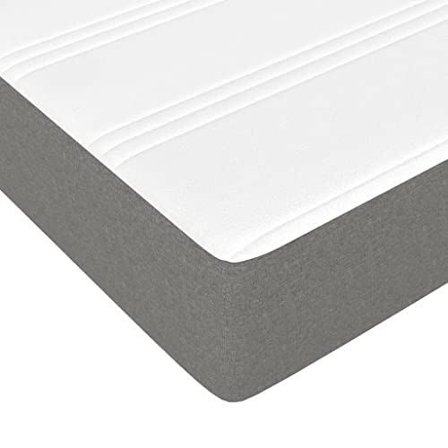 vidaXL Box Spring Bed with Mattress Home Bedroom Mattress Pad Double Bed Frame Base Foam Topper Furniture Dark Gray 53.9"x74.8" Full Fabric