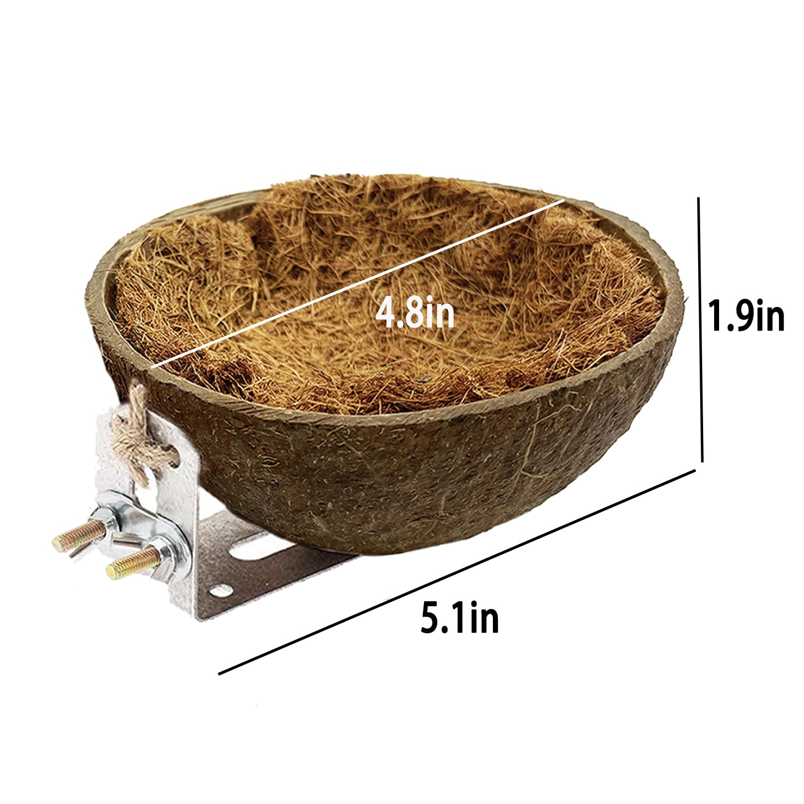 Tfwadmx Bird Nests Natural Coconut Shell Parrot Breeding Hatching Nesting Box Cage Hatch House Hut Cave for Small or Medium Finch Parakeet Accessories Toys β(2 Pcs)