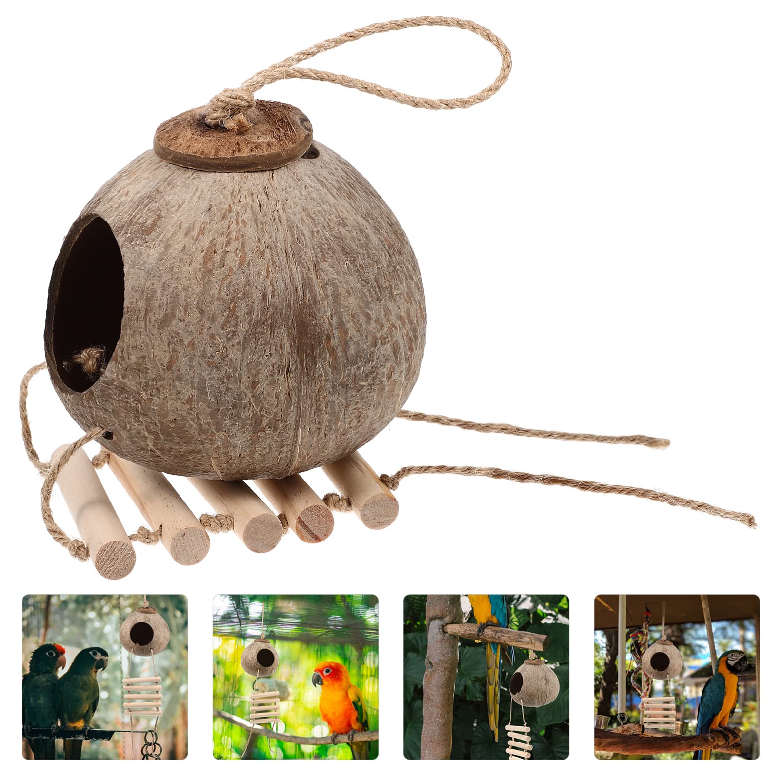Ipetboom 1 Set Bird Nest Parrot Nest Parrot Bird House Parrot Birdcage Sleeping Bird Bed Decorative Bird House Coconuts Shell Birdcage Decorative Birdcage Resting Bird House Resting Nest