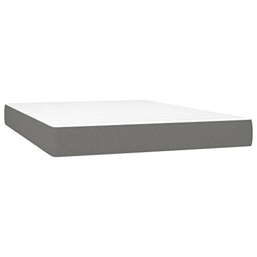vidaXL Box Spring Bed with Mattress Home Bedroom Mattress Pad Double Bed Frame Base Foam Topper Furniture Dark Gray 53.9"x74.8" Full Fabric