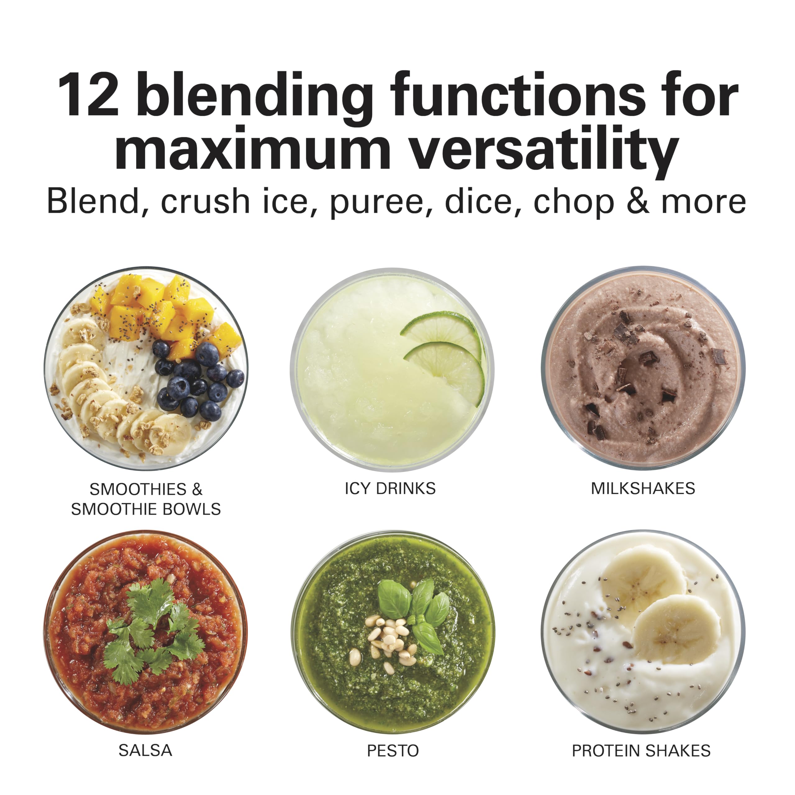 Hamilton Beach Power Elite Wave Action Blender-for Shakes and Smoothies, Puree, Crush Ice, 40 Oz Glass Jar, 12 Functions, Stainless Steel Ice Sabre-Blades, Black (58148A)