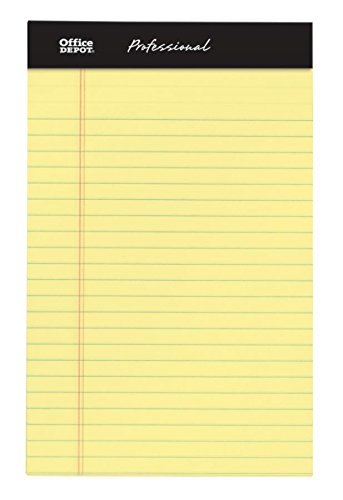 Office Depot® Brand Professional Perforated Pads, 5" x 8", Narrow Ruled, 50 Sheets Per Pad, Canary, Pack Of 8 Pads