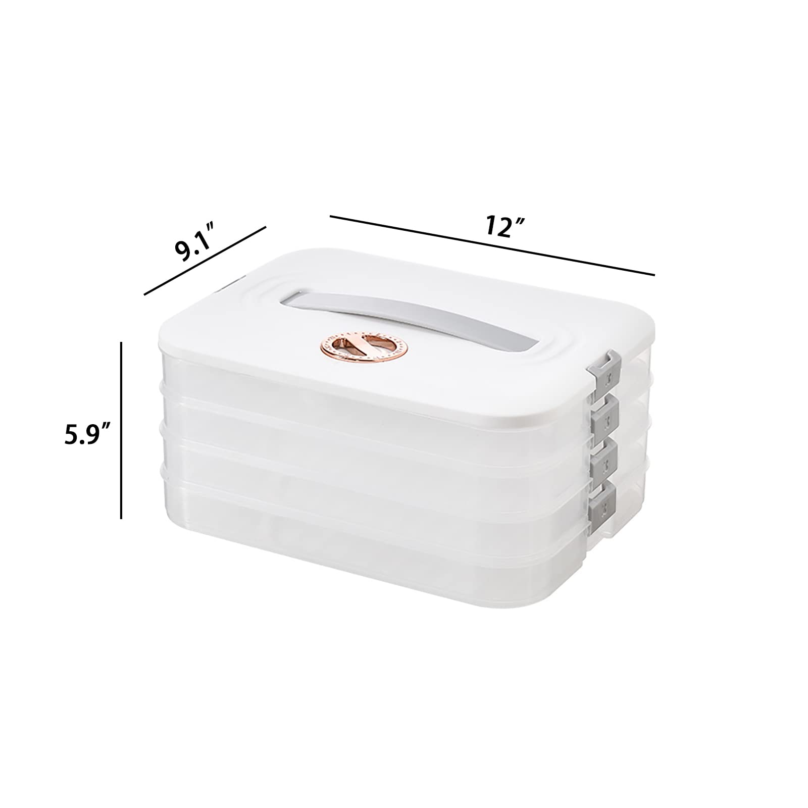 Jonvin 4-Layer Food Storage Containers,Food Storage Containers with Lids Dumpling Storage Box,Good Sealing,Stackable Dumpling Food Containers