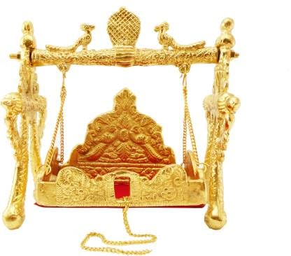 3 x 2.5 x 5 Inch Small Metal Swing Laddu Gopal Jhula, Krishna Hindola Palana,Decorative Laddu Gopal for Temple Pooja Janmashtami Gift Ladoo Gopal Bal Gopal Janamashtami for Gift Items