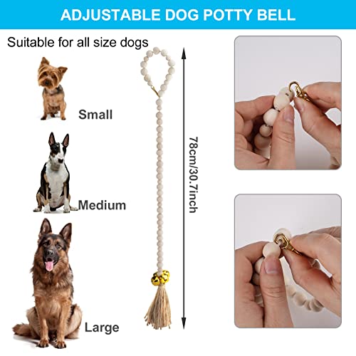 JAKI Dog Doorbell for Potty Training and Door Knob, 30.7inch Adjustable Hanging Bells for Dogs to Ring to Go Outside Sliding Door, Puppy Housetraining Door Bell (1PK, Rustic Gold)