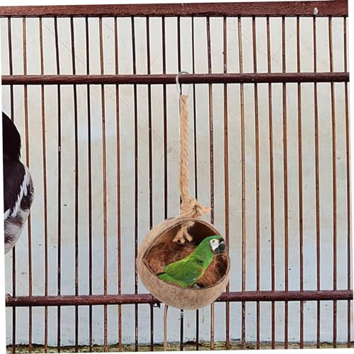 balacoo Coconut Shell nest Parrot Hammock Hamster Hammock Suspending Bird Hammock Bird House Parrot Supply Bird Coco Swing Parrot Sleeping Hammock Bird Sleeping Nest The Bird's nest Bed
