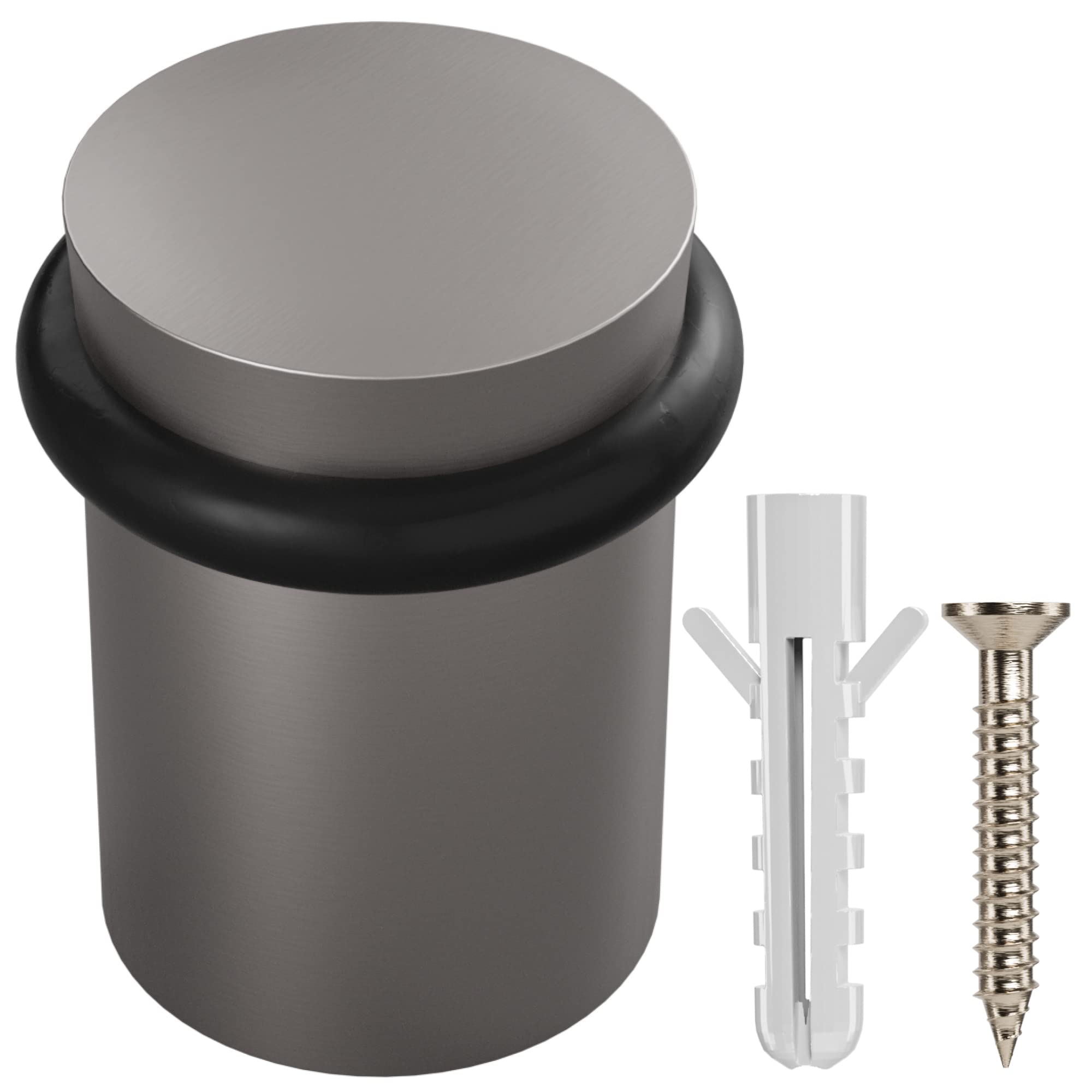 NYCO - Floor Door Stopper 1.5" Chrome Door Stop - Classy Solid Steel Modern Heavy Duty Door Stoppers - Floor Mount Anchor Screw - Wall Protector for Commercial Door, Home Doorstop, Interior & Outdoor