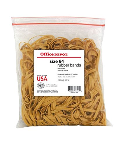 Office Depot Rubber Bands, #64, 3 1/2in. x 1/4in., 1 Lb. Bag, 2464408