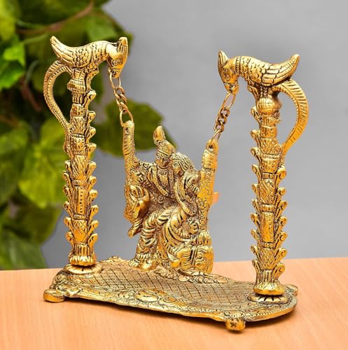 LCRAFT Metal Radha Krishna Swing Jhula Decorative Showpiece, (Metal Radha Krishna JULLA)