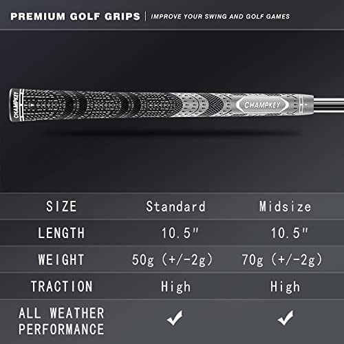 CHAMPKEY Premium Hybrid Golf Grips 13 Pack - All Weather Performance Golf Club Grips - Choose Between 13 Grips with Full Kits and 13 Grips