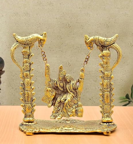 LCRAFT Metal Radha Krishna Swing Jhula Decorative Showpiece, (Metal Radha Krishna JULLA)
