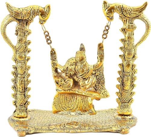 LCRAFT Metal Radha Krishna Swing Jhula Decorative Showpiece, (Metal Radha Krishna JULLA)