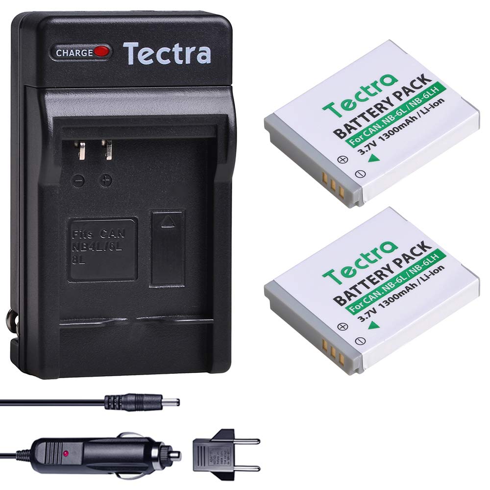 Tectra 2X NB-6L NB-6LH Battery + Charger Kit for Canon PowerShot SX530 HS, SX710 HS, SX700 HS, SX610 HS, SX600 HS, SX540 HS, SX510 HS, SX500 is, SX280 HS, SX270 HS, D30, S90