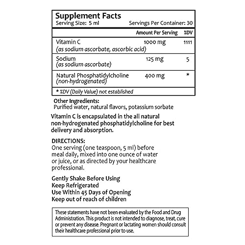 VEGIELIGHT PassionC Liposomal Vitamin C 1000mg - True Encapsulation - High Absorption Low Sodium Liquid Formula - High Dose VIT C Antioxidant - Refreshing Pineapple Flavor