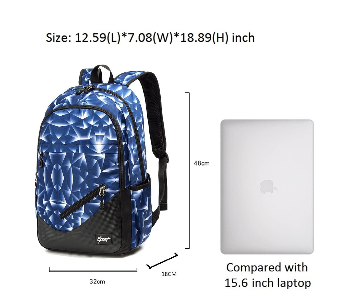 ETAISHOW Geometric Backpack for Boys Elementary School Soccer Backpack for Kids Bookbag for Teens