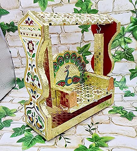 Anjali Enterprises Wooden Handcrafted Meenakari Jhula for Laddu Gopal/Bal Gopal/Krishana Jhula/Jhoola/Laddu Gopal (7.25 inch | Multicolour)