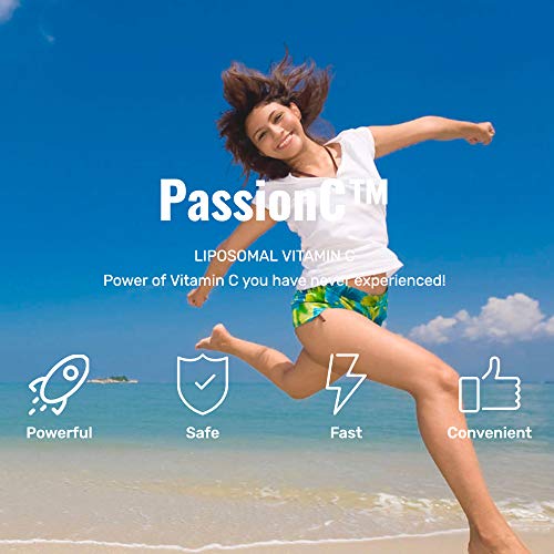 VEGIELIGHT PassionC Liposomal Vitamin C 1000mg - True Encapsulation - High Absorption Low Sodium Liquid Formula - High Dose VIT C Antioxidant - Refreshing Pineapple Flavor