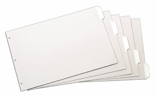 Cardinal® Slant-D® Ring 11" x 17" Tabloid ClearVue™ Binders, 2" Rings, 63% Recycled, White & Tops 11x17 Write'n Erase Tab Divider, 5-Tab, White, (84270CB)