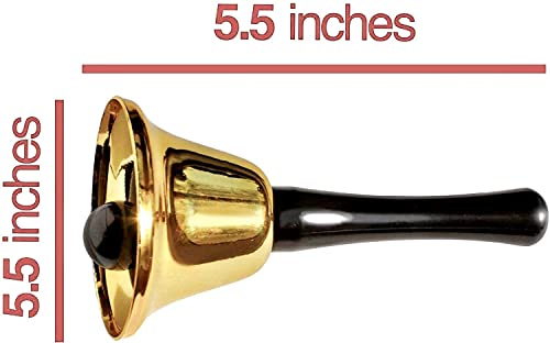 ifavor123 Gold Steel Hand Bell for Wedding Events Decoration, Call Bell, Alarm, Jingles (1 Pc. Gold Bell)