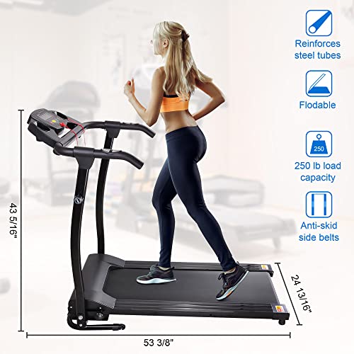 AW Folding Electric Treadmill Portable Running Walking Treadmill with LCD Display Easy Assembly for Home Cardio Exercise