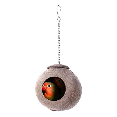 guohanfsh Pet Parrot Parakeet Natural Coconut Shell Bird Nest House Hut Cage