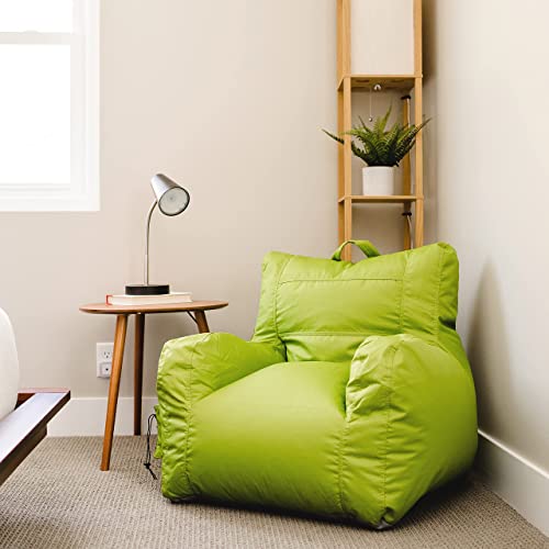 Big Joe Dorm Bean Bag Chair with Drink Holder and Pocket, Spicy Lime Smartmax, 3ft & Bean Refill 2Pk Polystyrene Beans for Bean Bags or Crafts, 100 Liters per Bag